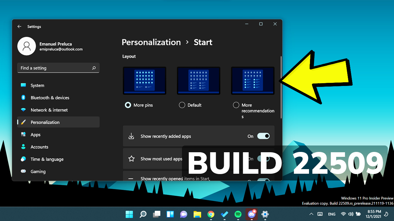 New Windows 11 Build 22509 – Start Menu Changes, Settings Changes, Taskbar Icons & Fixes (Dev ...