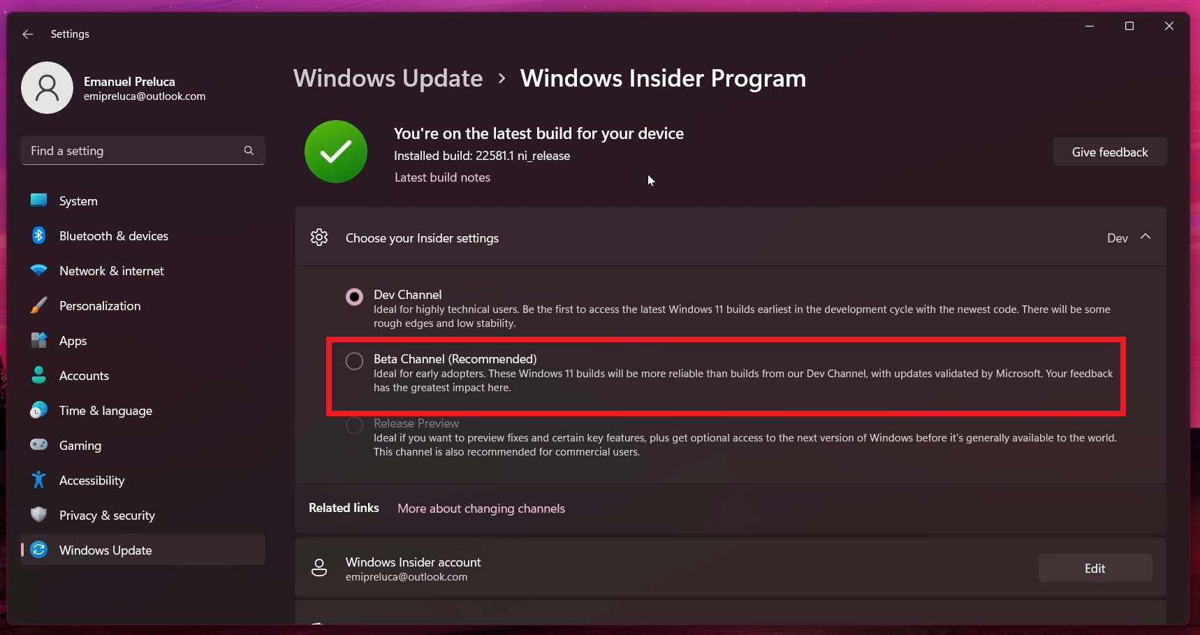 New Windows 11 Build 22581 – Switch from Dev to Beta, Taskbar, Settings Changes & Fixes (Dev ...