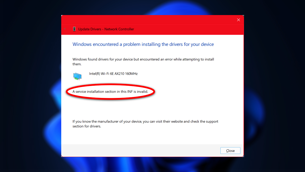 Fix: “A service installation section in this INF is invalid” Error ...