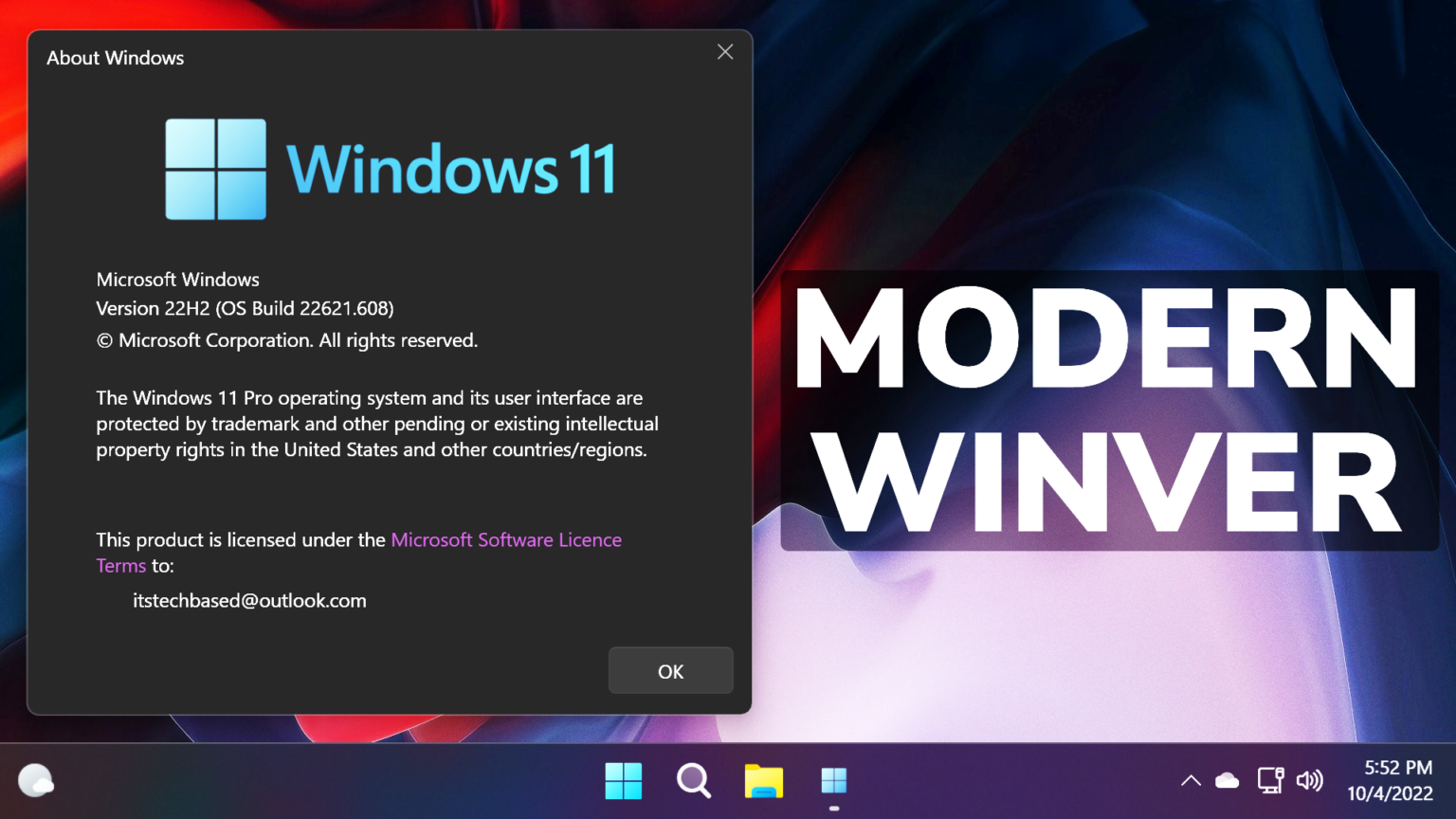 Modern Winver for Windows 11 22H2 - Tech Based