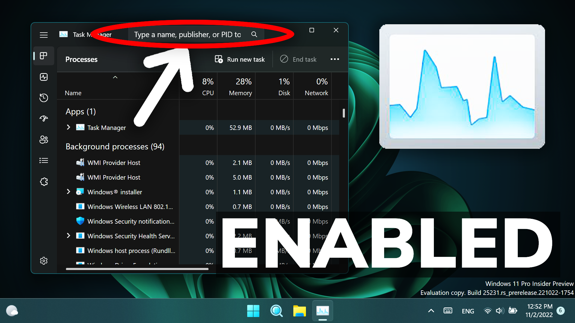 How to Enable New Search Box in Task Manager in Windows 11 25231 - Tech ...