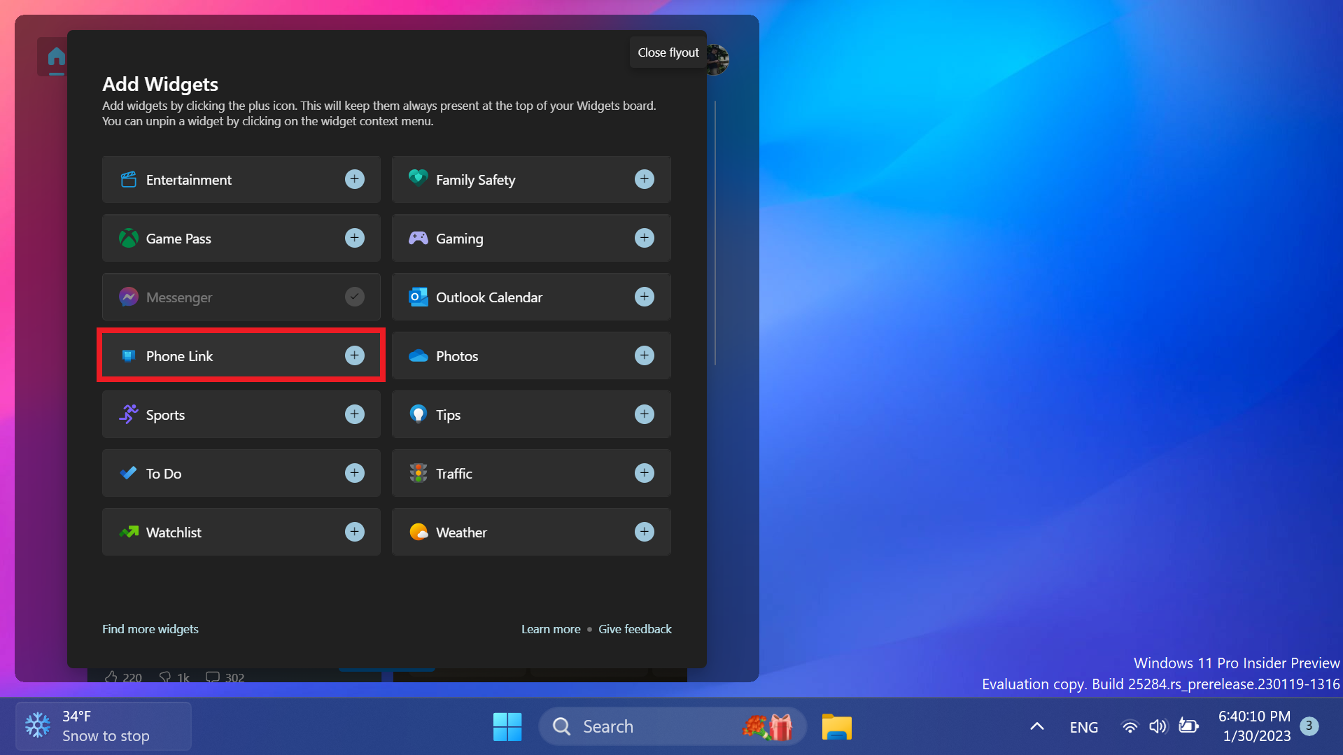 Phone Link App is getting a Widget in Windows 11 25284 - Tech Based
