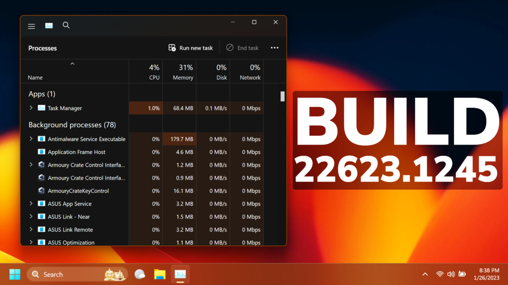New Windows 11 Build 22623 1245 New Screen Recorder Task Manager