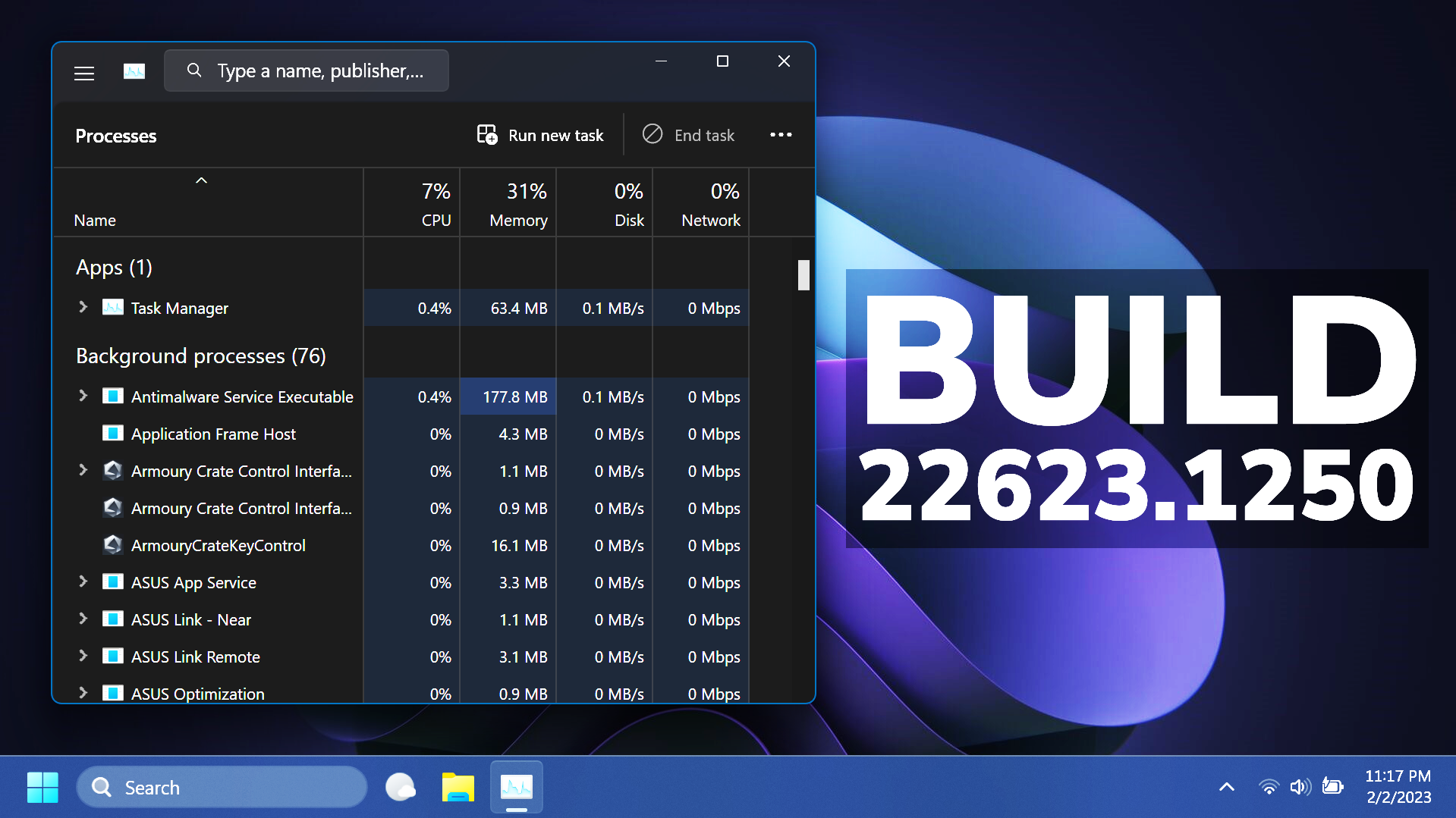 New Windows 11 Build 22623.1250 – Task Manager Changes and New Option, Search and Fixes (Beta ...