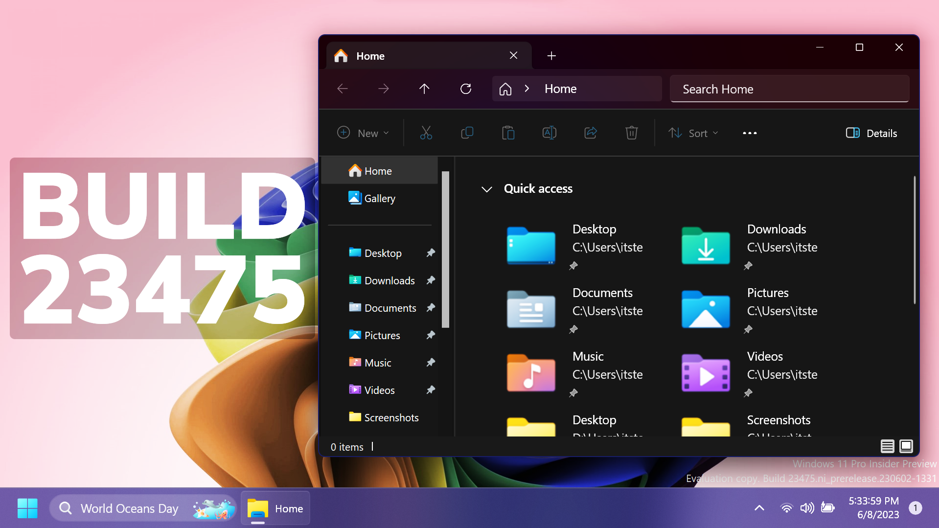 New Windows 11 Build 23475 – New Home Page and Address Bar in File ...