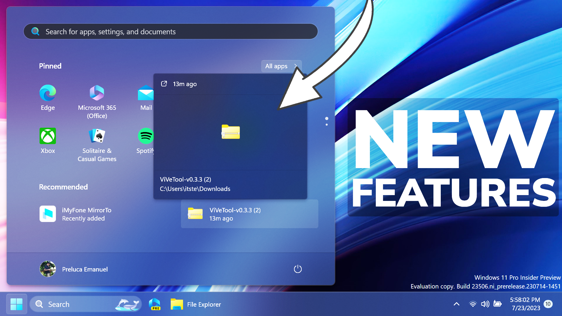 How to Enable New Hidden Features in Windows 11 23506 – New Start Menu Section, Settings Changes ...