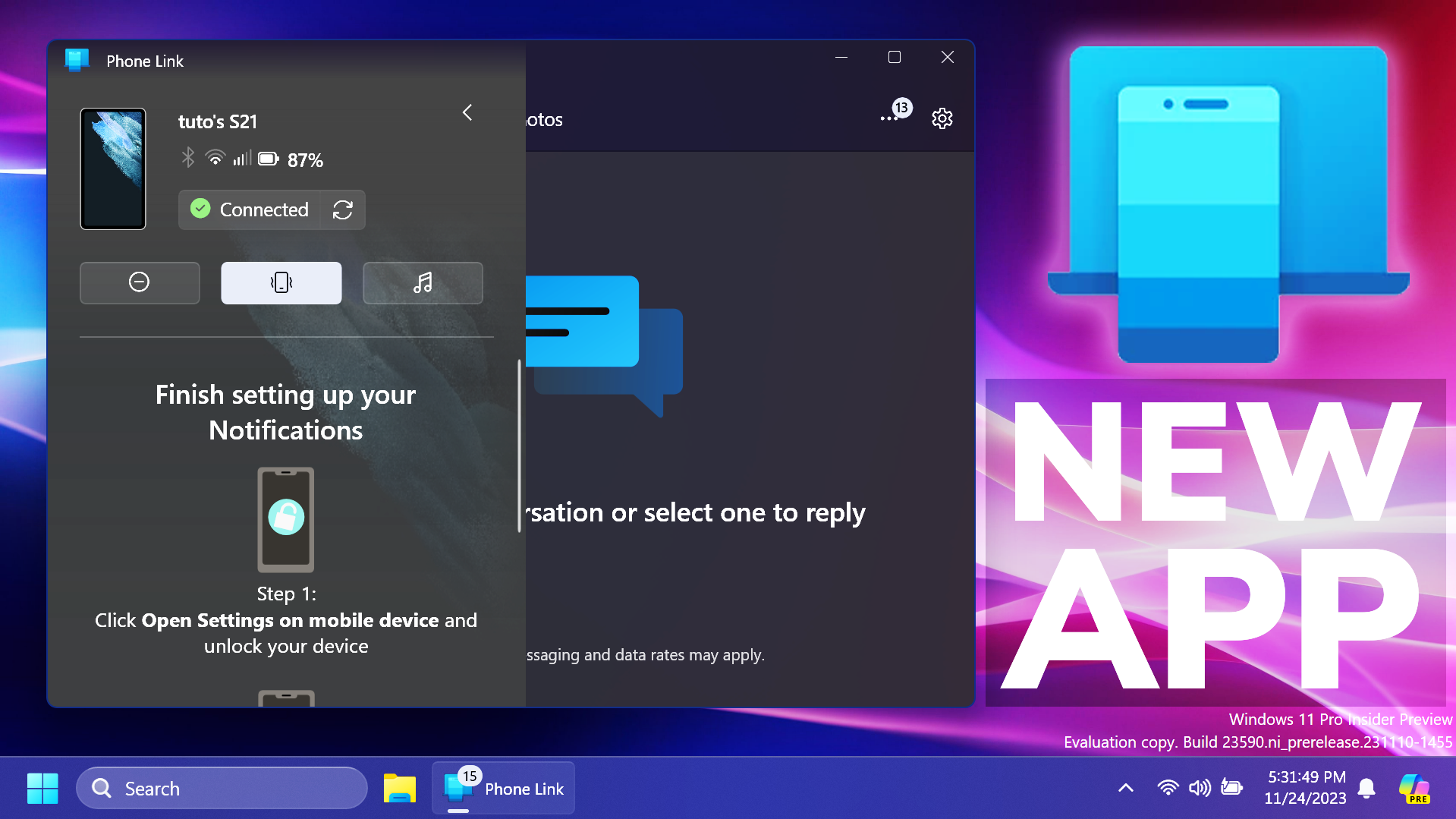 New Phone Link App with New UI in Windows 11 23H2 - Tech Based