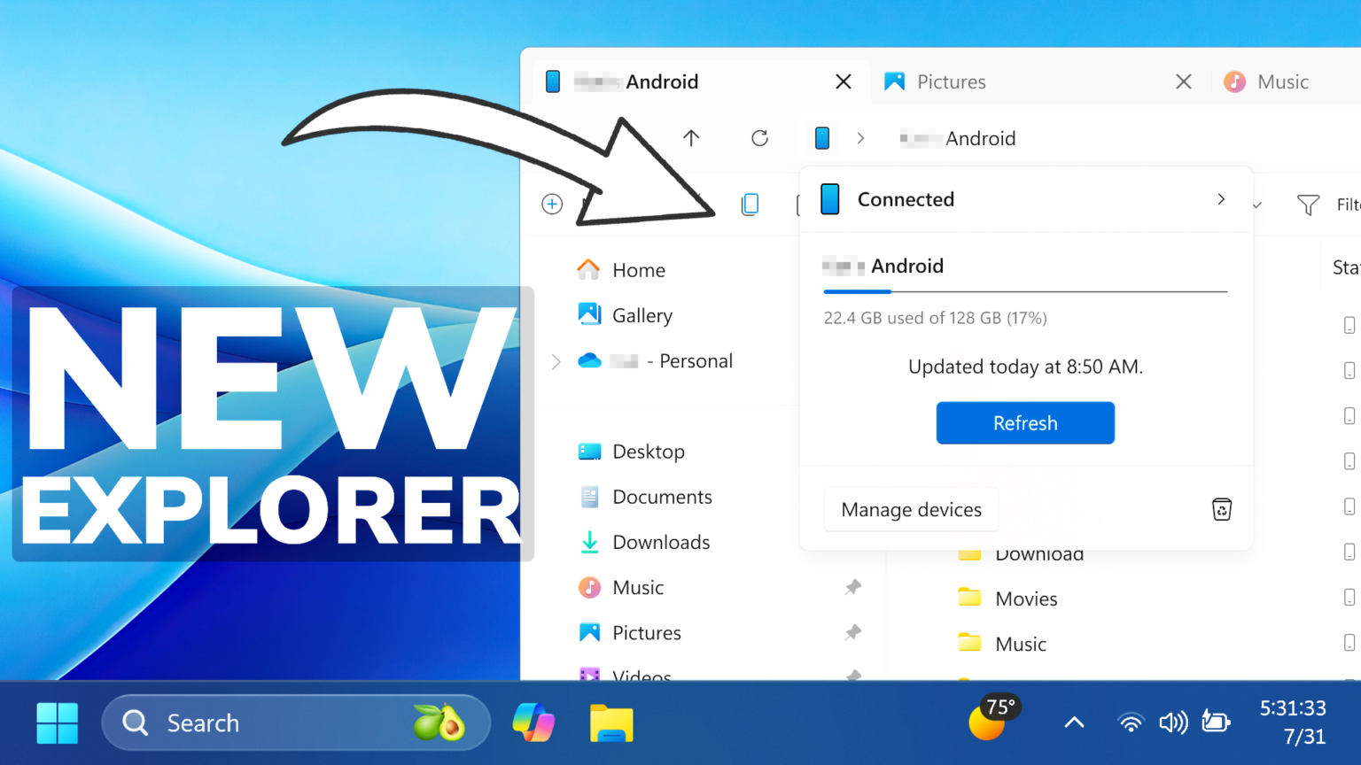 New Windows 11 File Explorer with Phone Integration (How to Enable ...