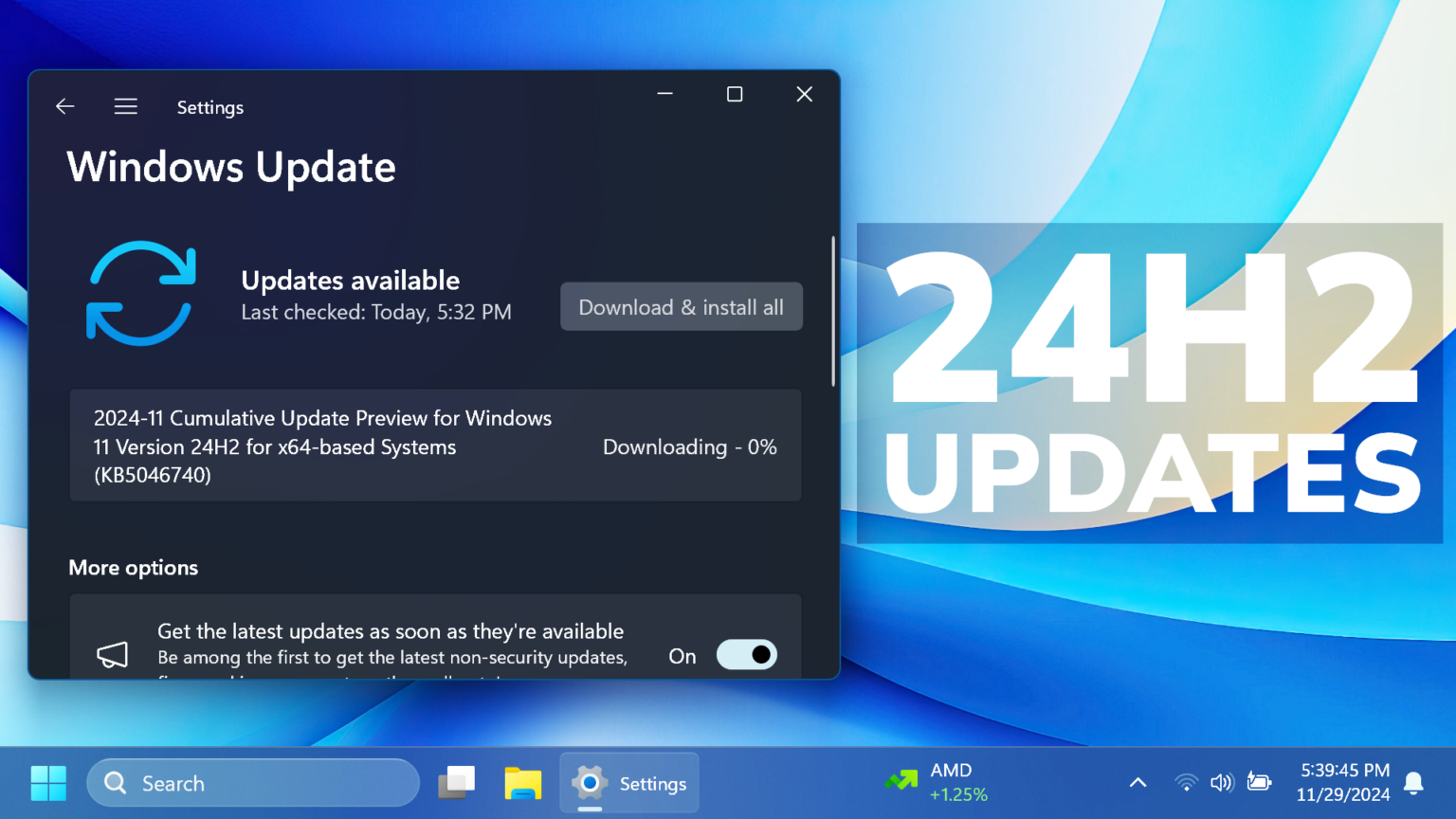 Windows 11 24H2 has Faster and Better Updates (30% Less Resource ...