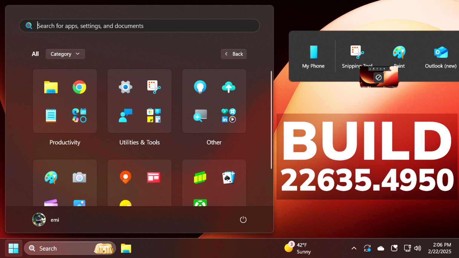 New Windows 11 Build 22635.4950 – New Start Menu Design, New Drag to Share Feature, and more ...