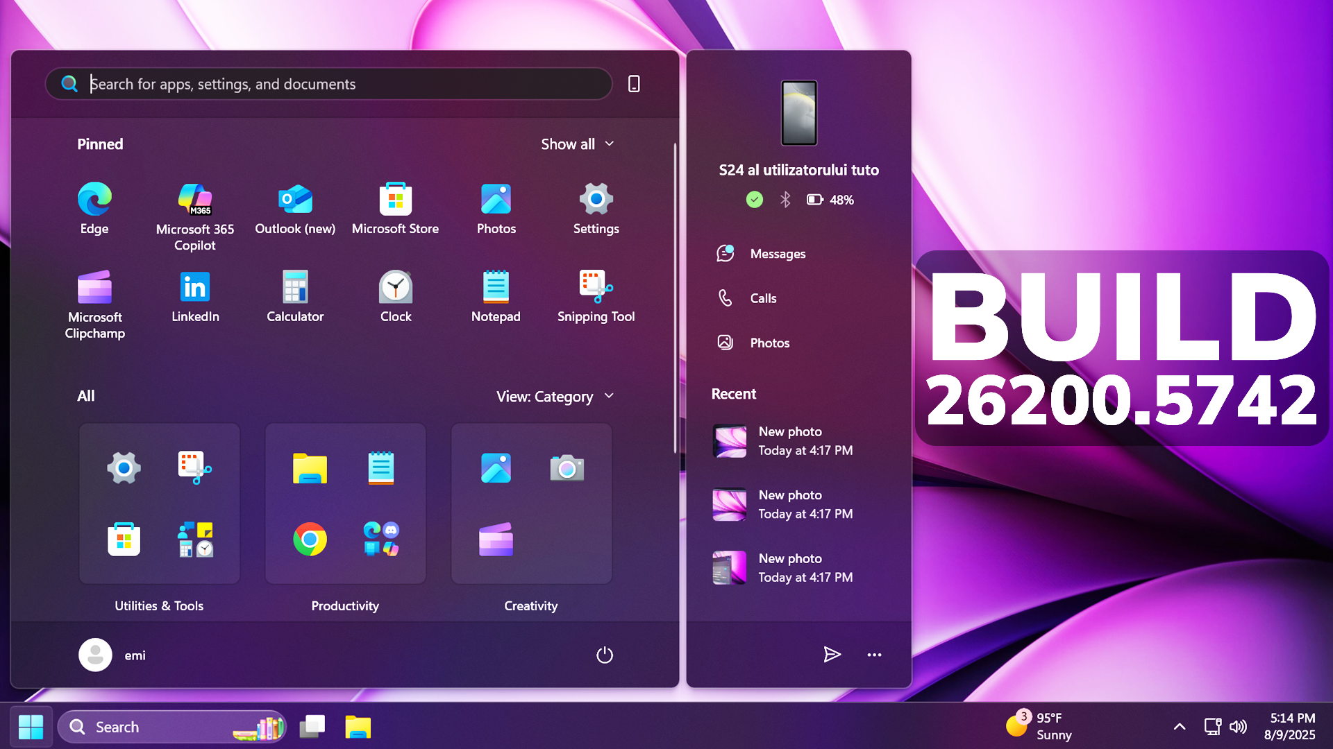 New Windows 11 25H2 Build 26200.5742 – New Start Menu Design techbased - Tech Based