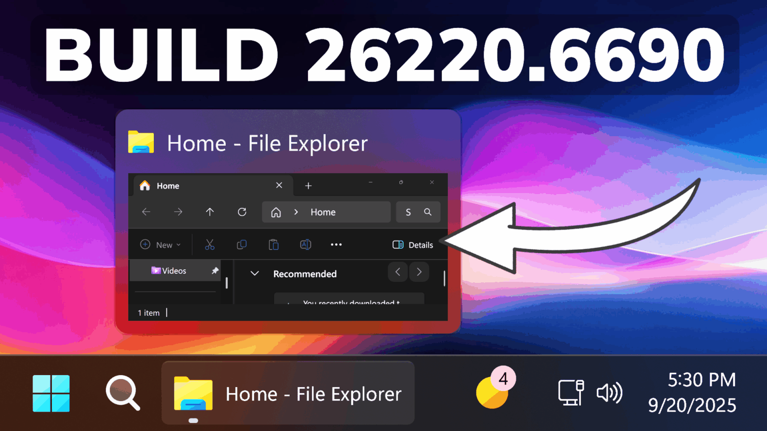 New Windows 11 25H2 Build 26220.6690 – New Taskbar, New Video Wallpaper ...