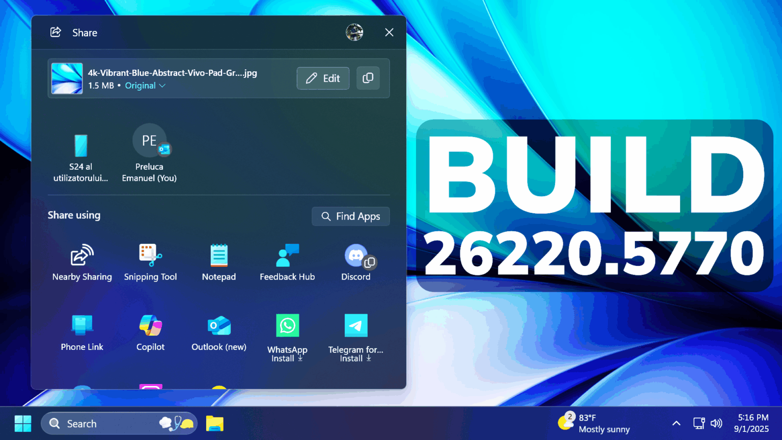 New Windows 11 25H2 Build 26220.5770 – New Taskbar and System Tray ...