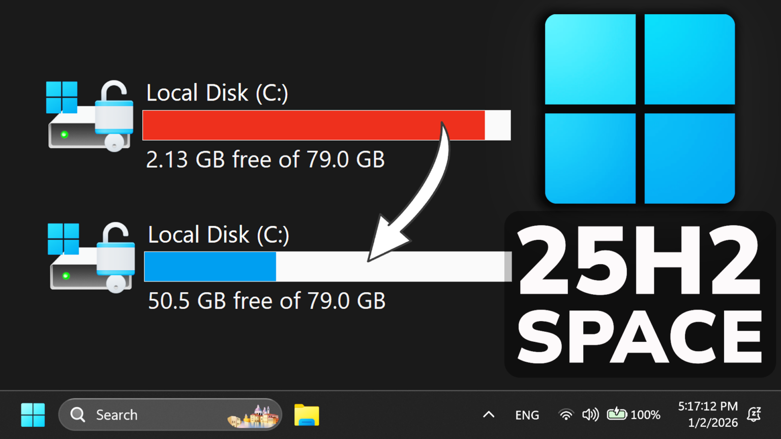 Save Windows 11 25H2 Disk Space with One Command - Tech Based
