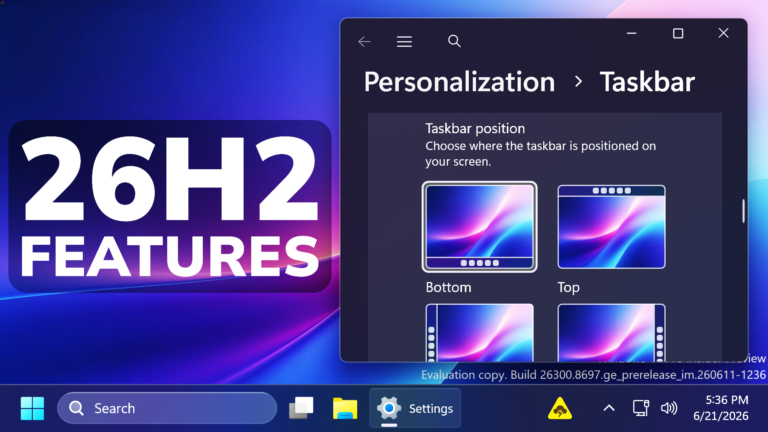 Enable New Windows 11 26H2 Features – New Taskbar Animations, New ...
